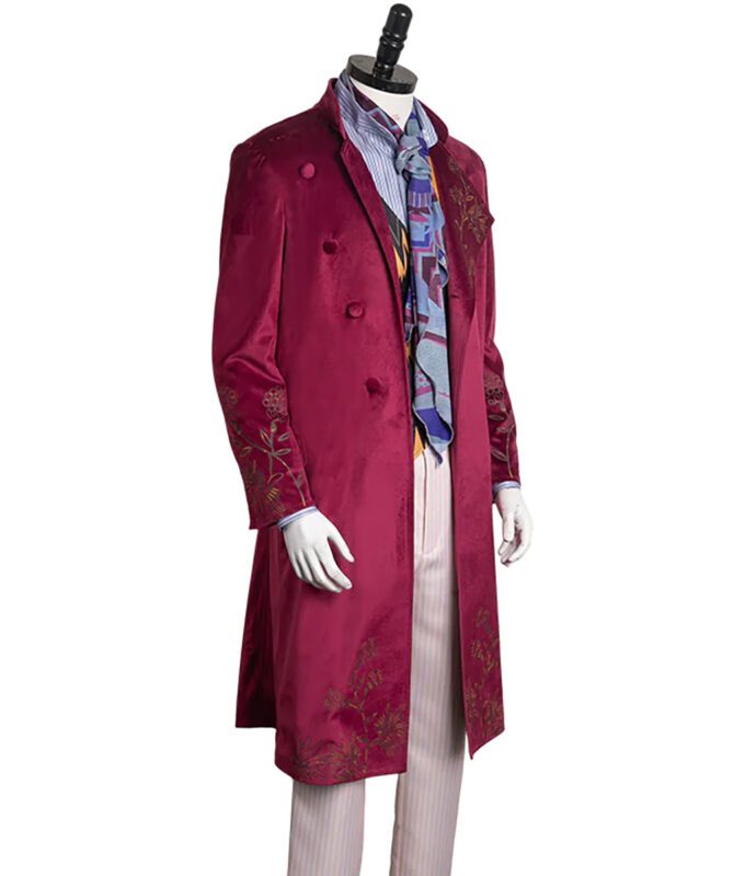 Timothee Chalamet Willy Wonka Red Velvet Coat | BossJackets