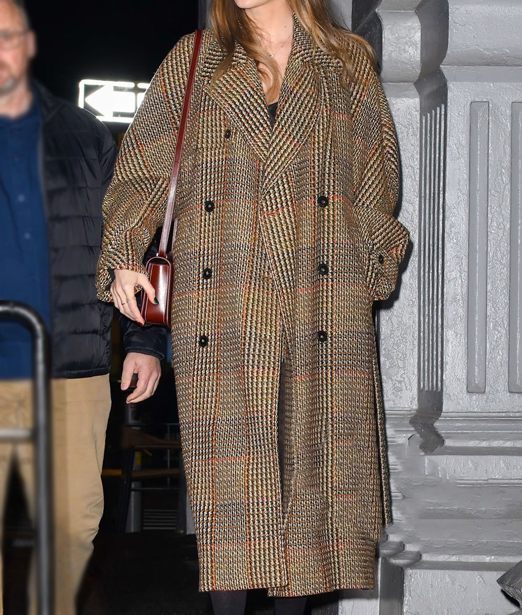 Taylor Swift Brown Plaid Pattern Double Breasted Coat
