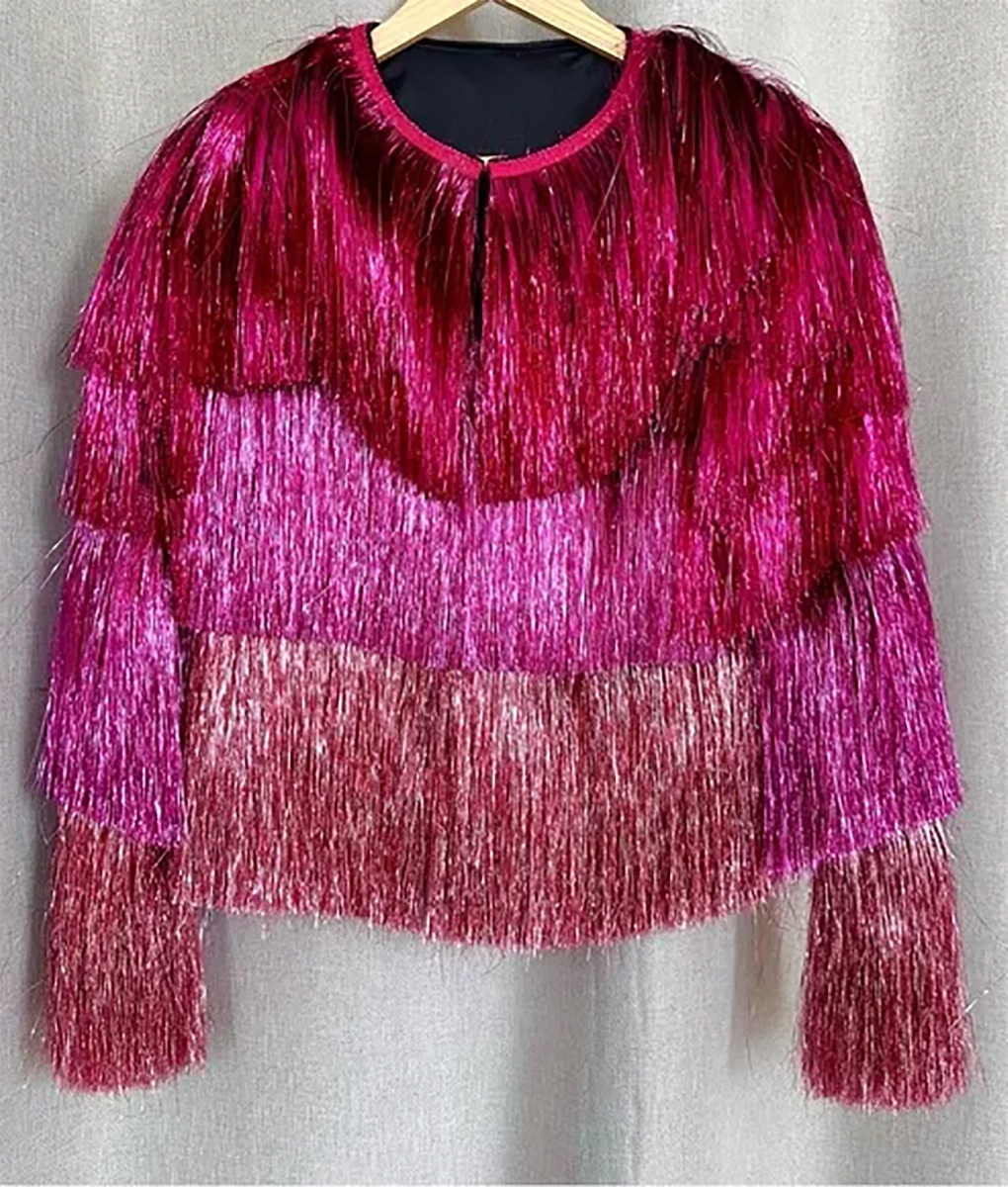 Saltburn Alison Oliver (Venetia Catton) Pink Fringe Jacket