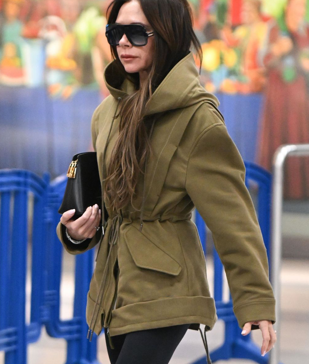 Victoria Beckham JFK Khaki Brown Hooded Jacket | Boss Jackets