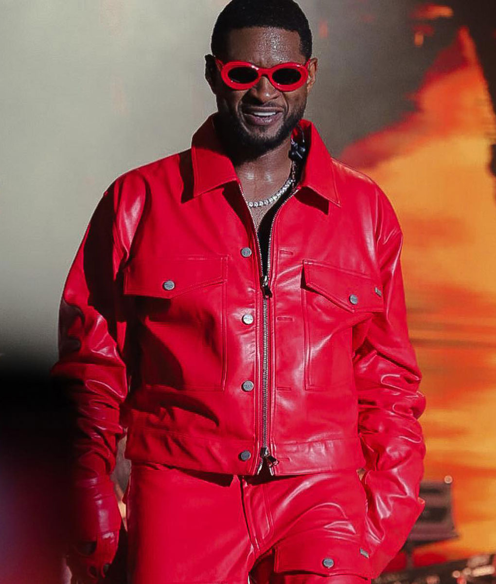 Usher Roots Picnic 2023 Red Leather Jacket | Boss Jackets