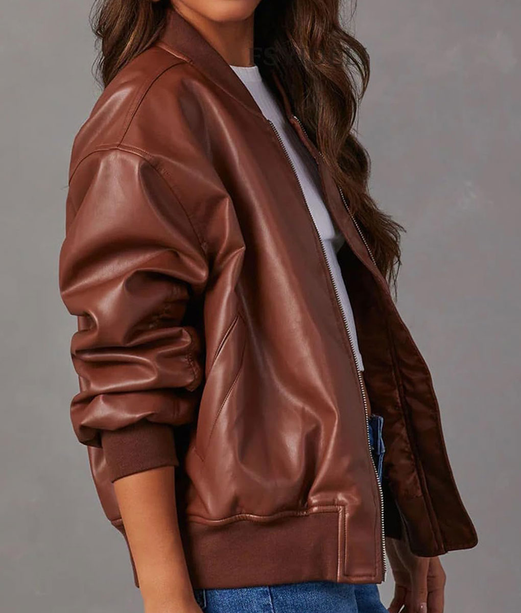 Wild Cards Max Mitchell (Vanessa Morgan) Brown Leather Jacket