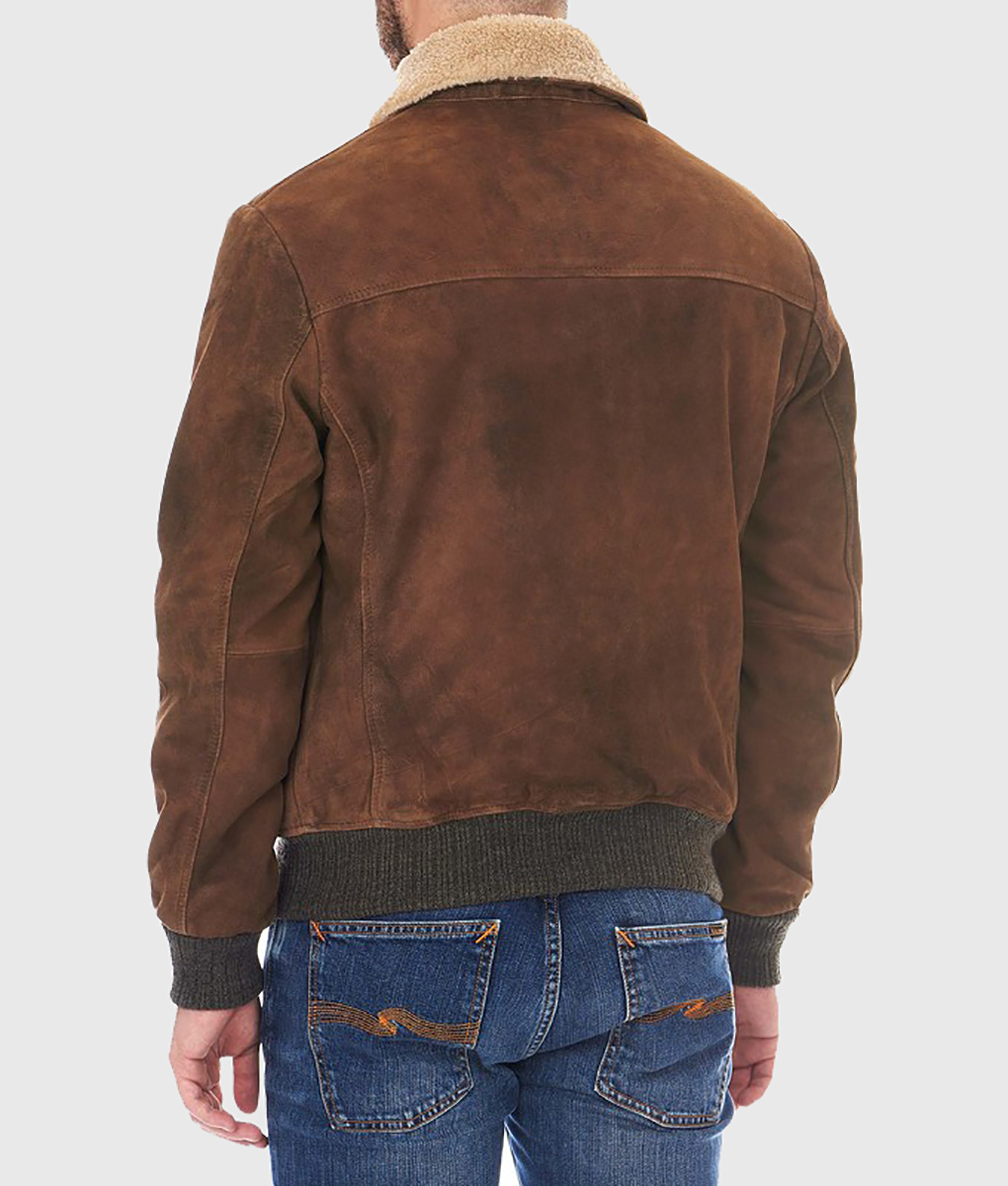 Liam Brown Suede Leather Bomber Jacket | Boss Jackets