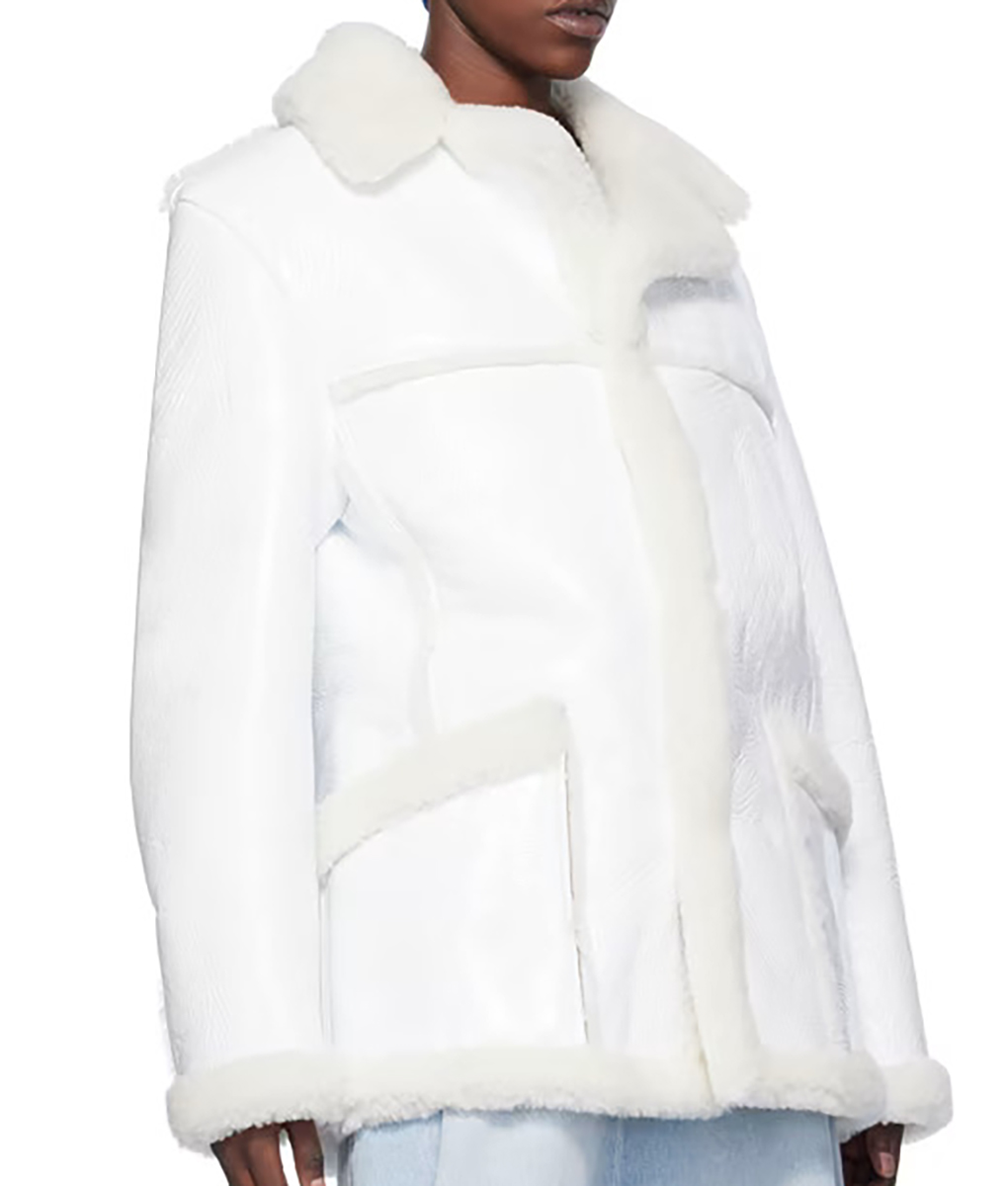 Future Type Shit White Shearling Jacket | Boss Jackets