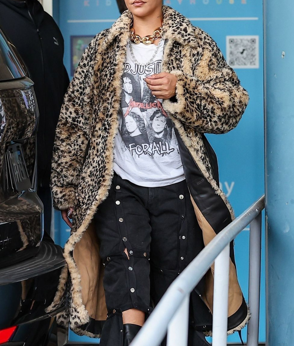 Rihanna Leopard Print Fur Coat | Boss Jackets