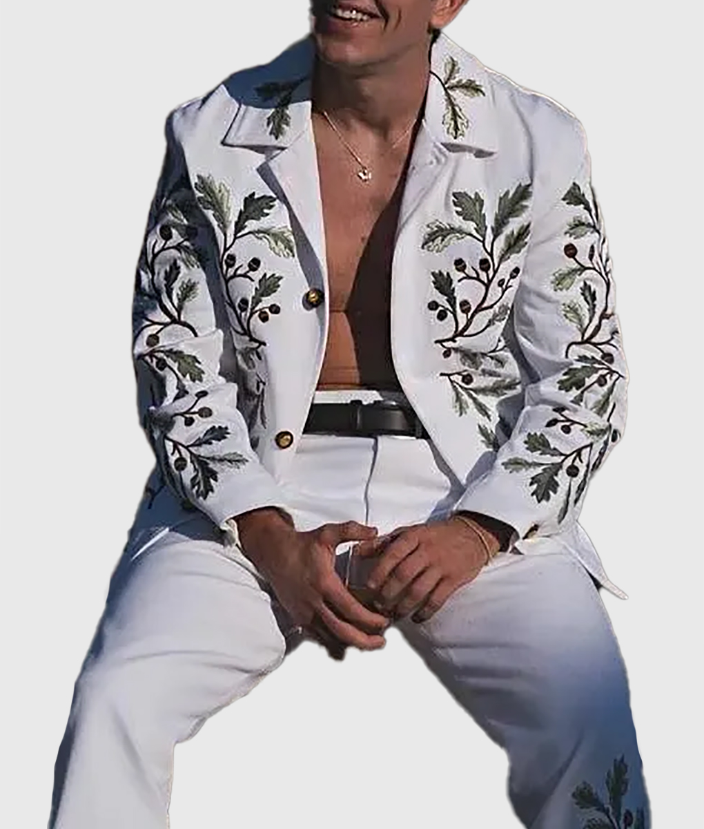 Saltburn Oliver Quick Embroidery White Jacket | Boss Jackets