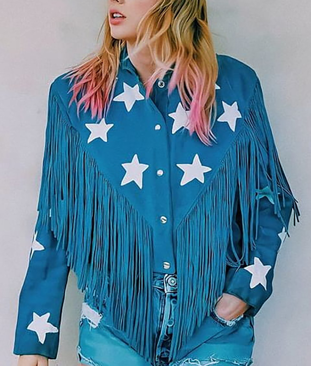 Taylor Swift Lover Jean Jacket | Taylor Swift Star Fringe Jacket