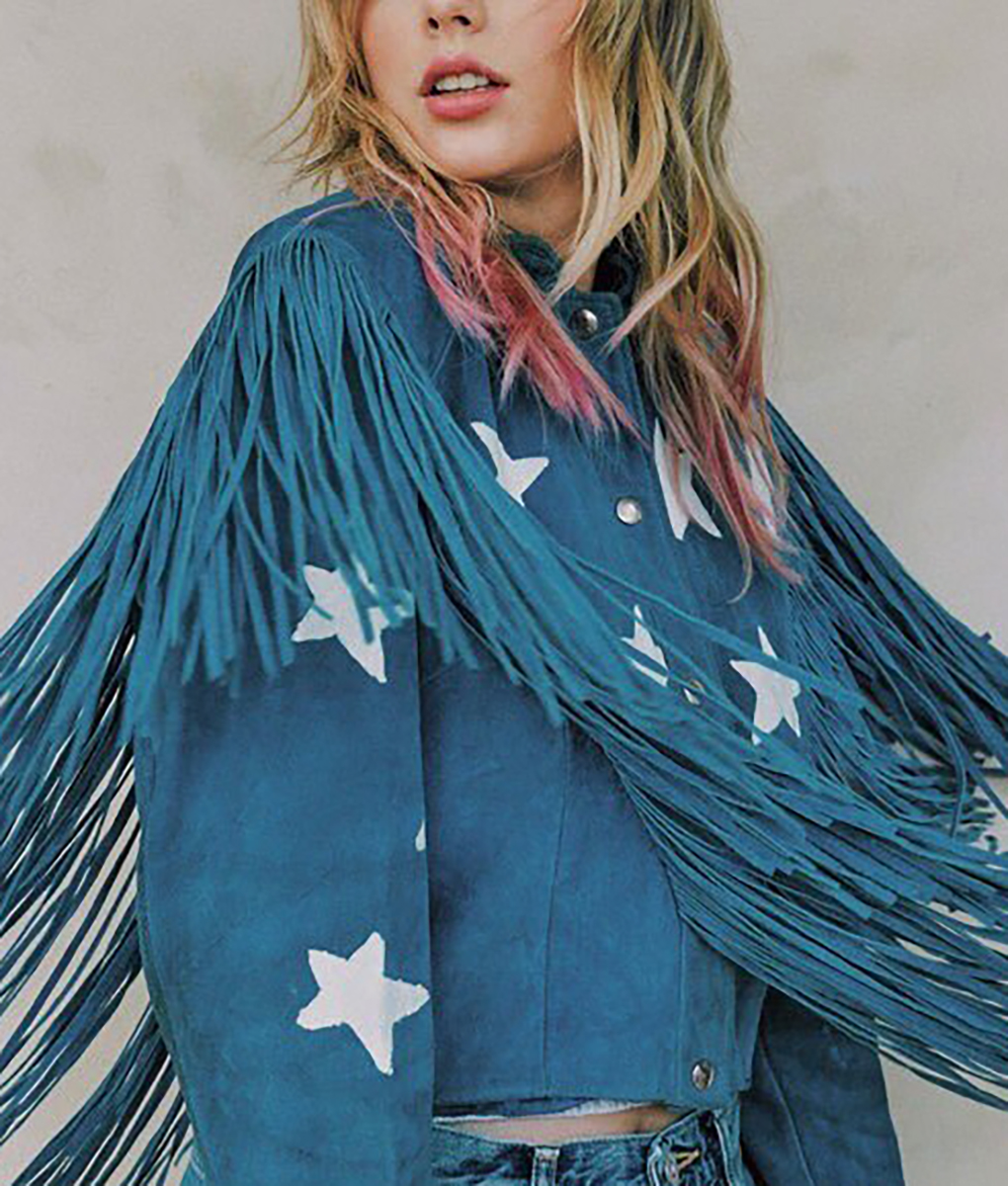 Taylor Swift Lover Jean Jacket | Taylor Swift Star Fringe Jacket