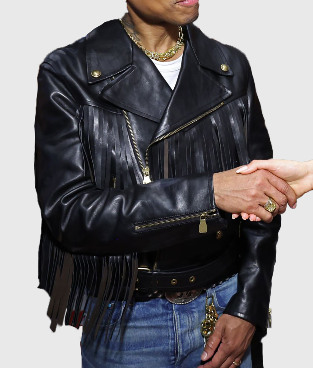 Collection Launch Pharrell Williams Black Leather Jacket