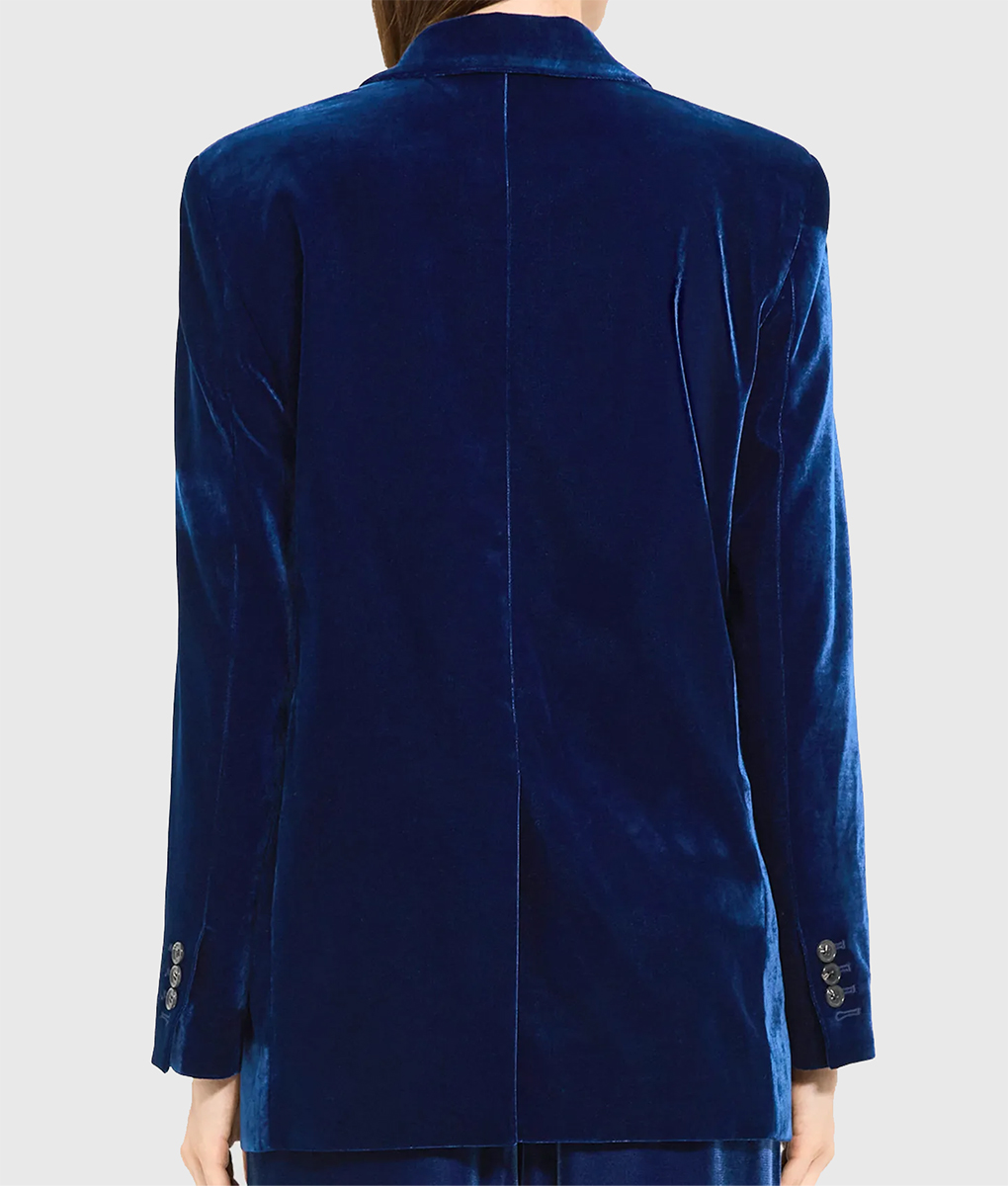 The Idea of You Solène (Anne Hathaway) Blue Velvet Blazer