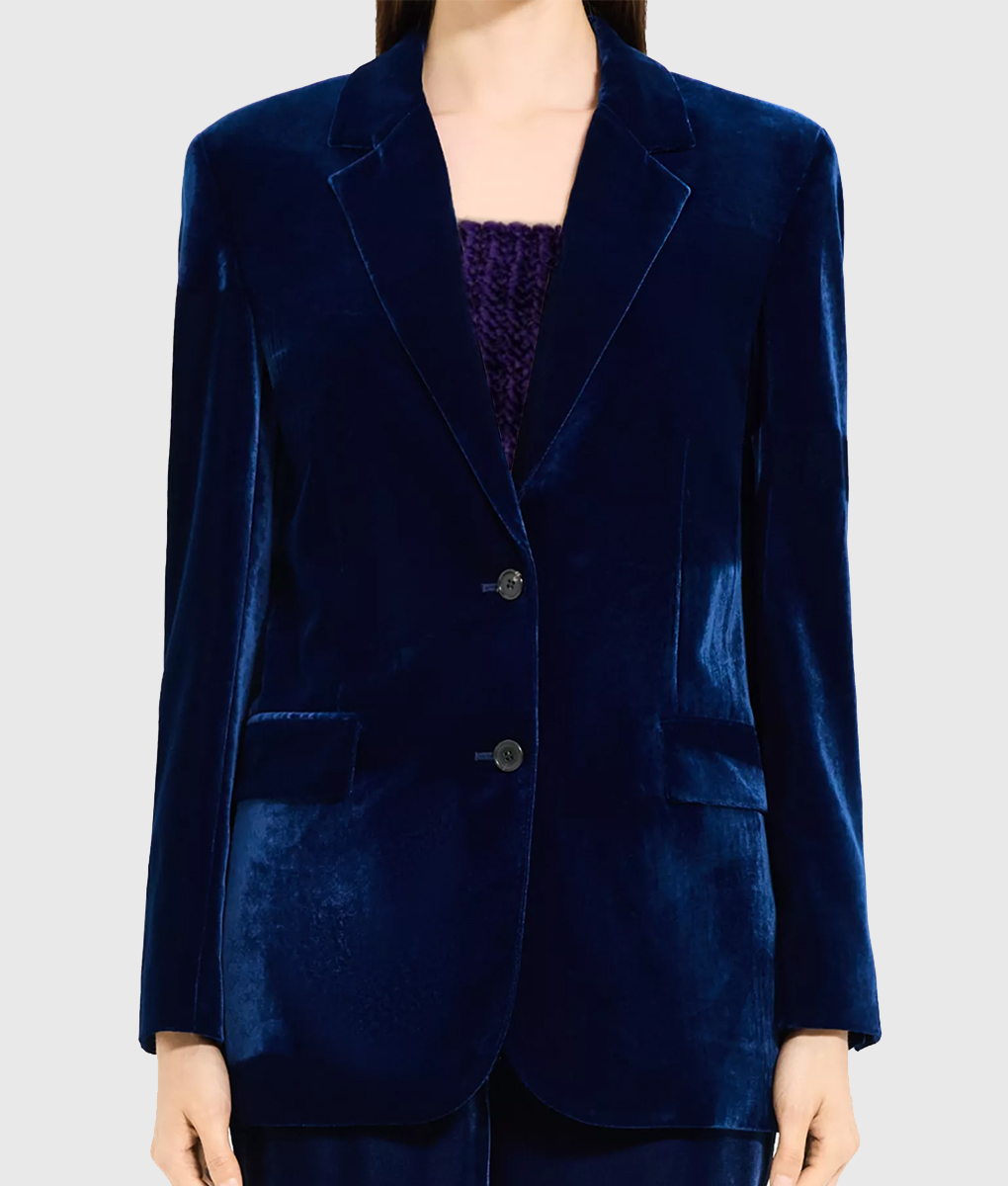 The Idea of You Solène (Anne Hathaway) Blue Velvet Blazer