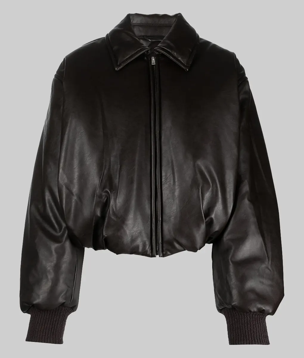 Molly Mae Hague Brown Leather Bomber Jacket | Boss Jackets