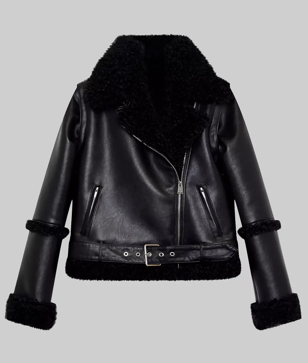 Only Murders In The Building Selena Gomez Black Aviator Jacket | Boss ...