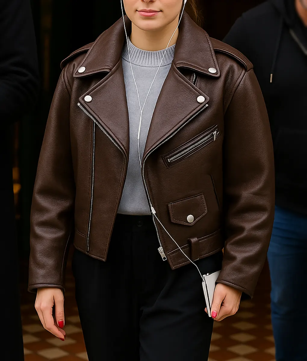 Zendaya Brown Leather Biker Jacket | Boss Jackets