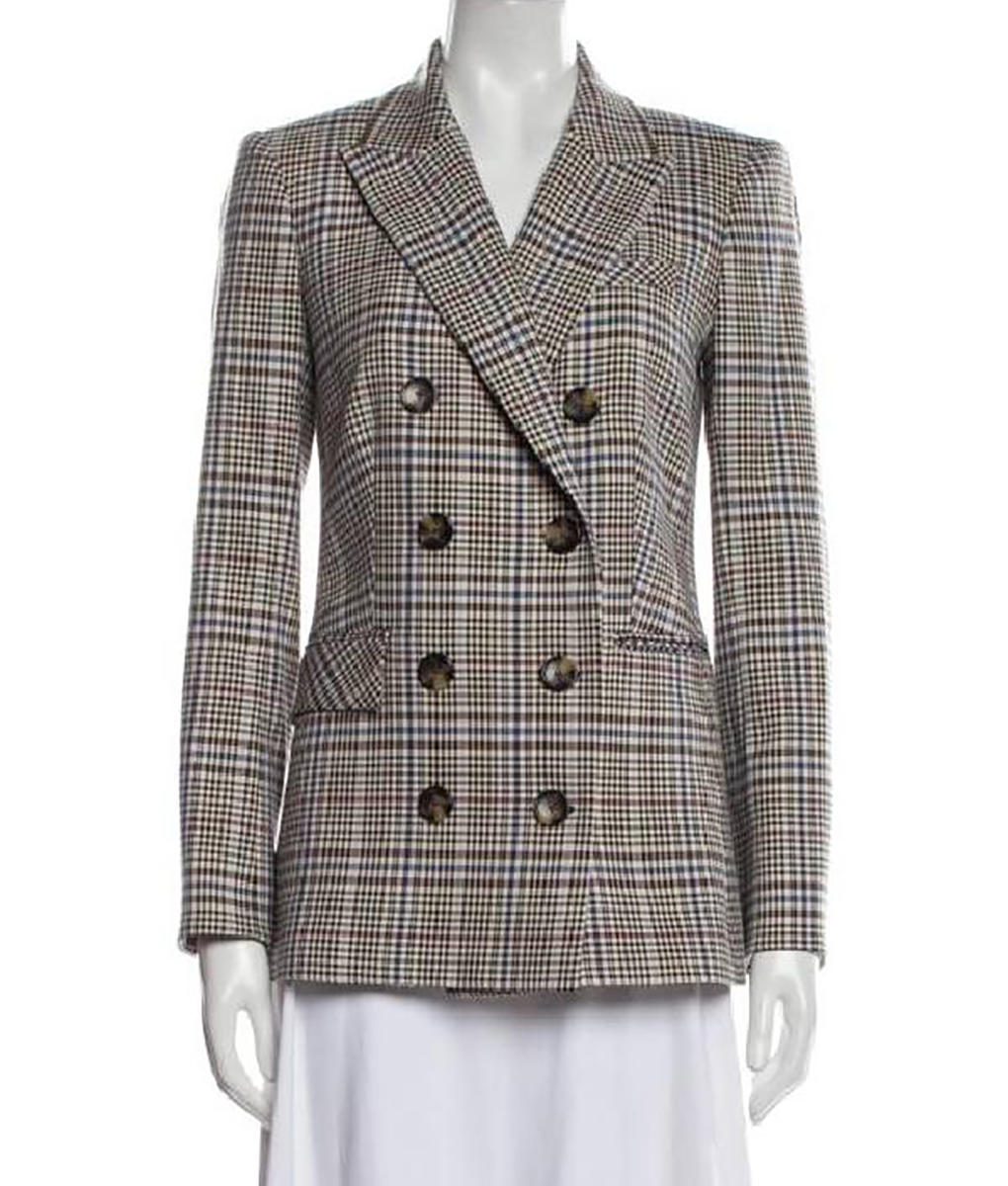 The Thursday Murder Club 2025 Helen Mirren Grey Plaid Blazer | Boss Jackets