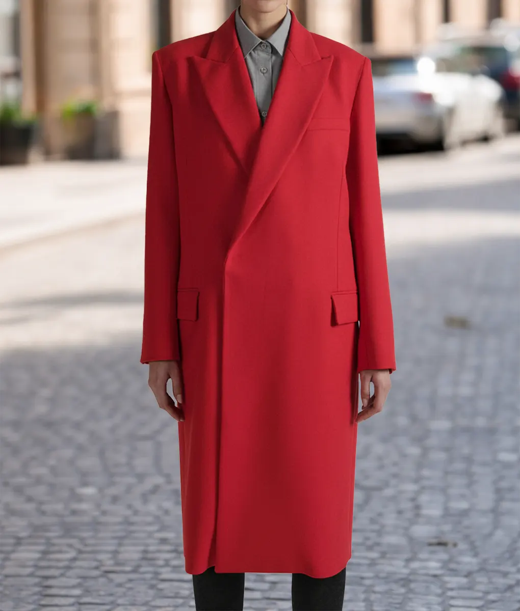 Emily In Paris S05 Lily Collins Red Coat | Emily Cooper Red Coat
